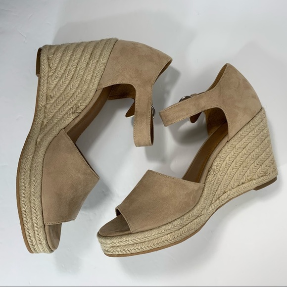 Susina | Shoes | Susina Espadrille Peep Toe Wedge Heels Taupe Womens 1 ...